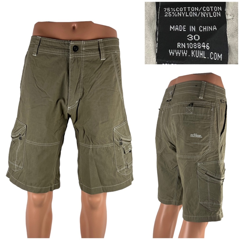 Kuhl Mens 30 X 12” Ambush Cargo Shorts Green 8 Pocket… - Gem